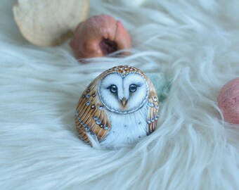 Owl Stone Rock Painting - Etsy