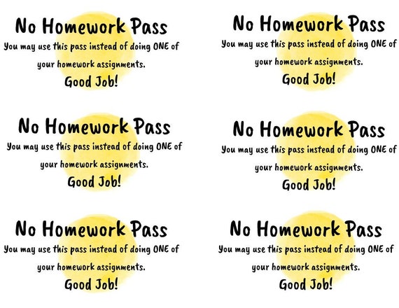 High School No Homework Pass Winter Homework Passes Freebie Swimming