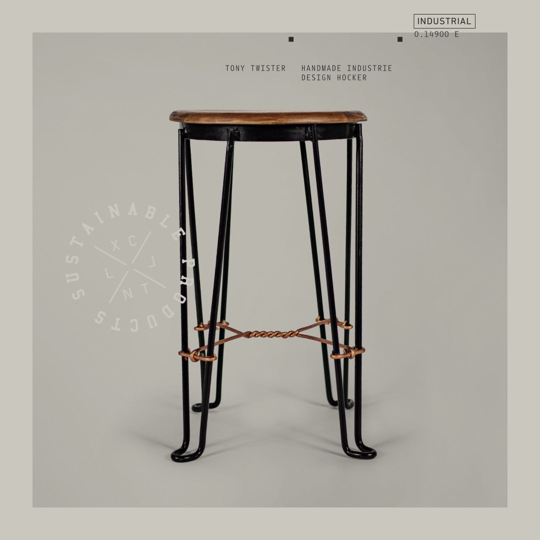 Tony Twister - Handmade Industrial Design Stool Made of Metal With ...