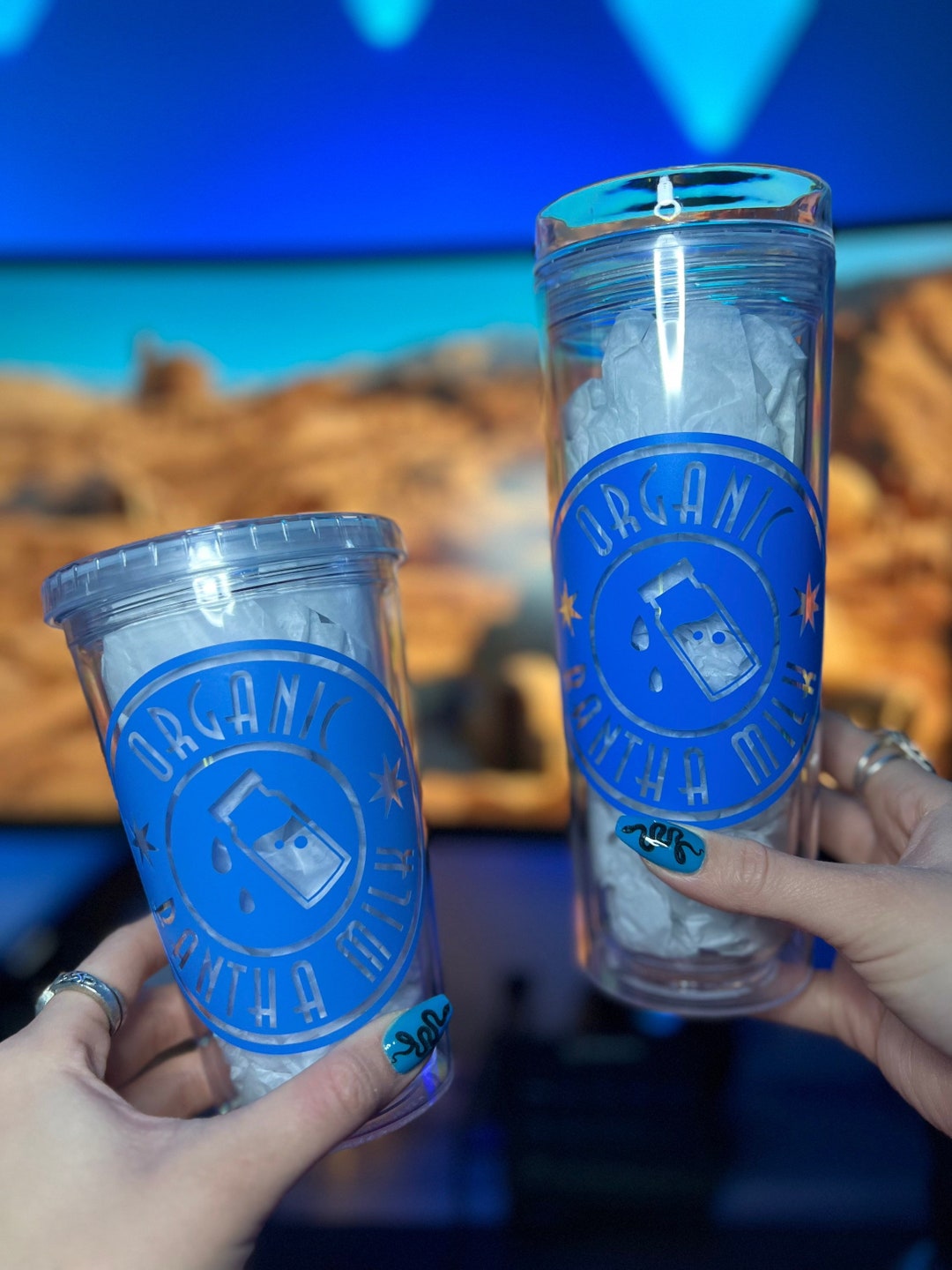 Blue Milk Inspired Vinyl Wrapped 18 Oz. Cold Cup With Lid and Straw ...