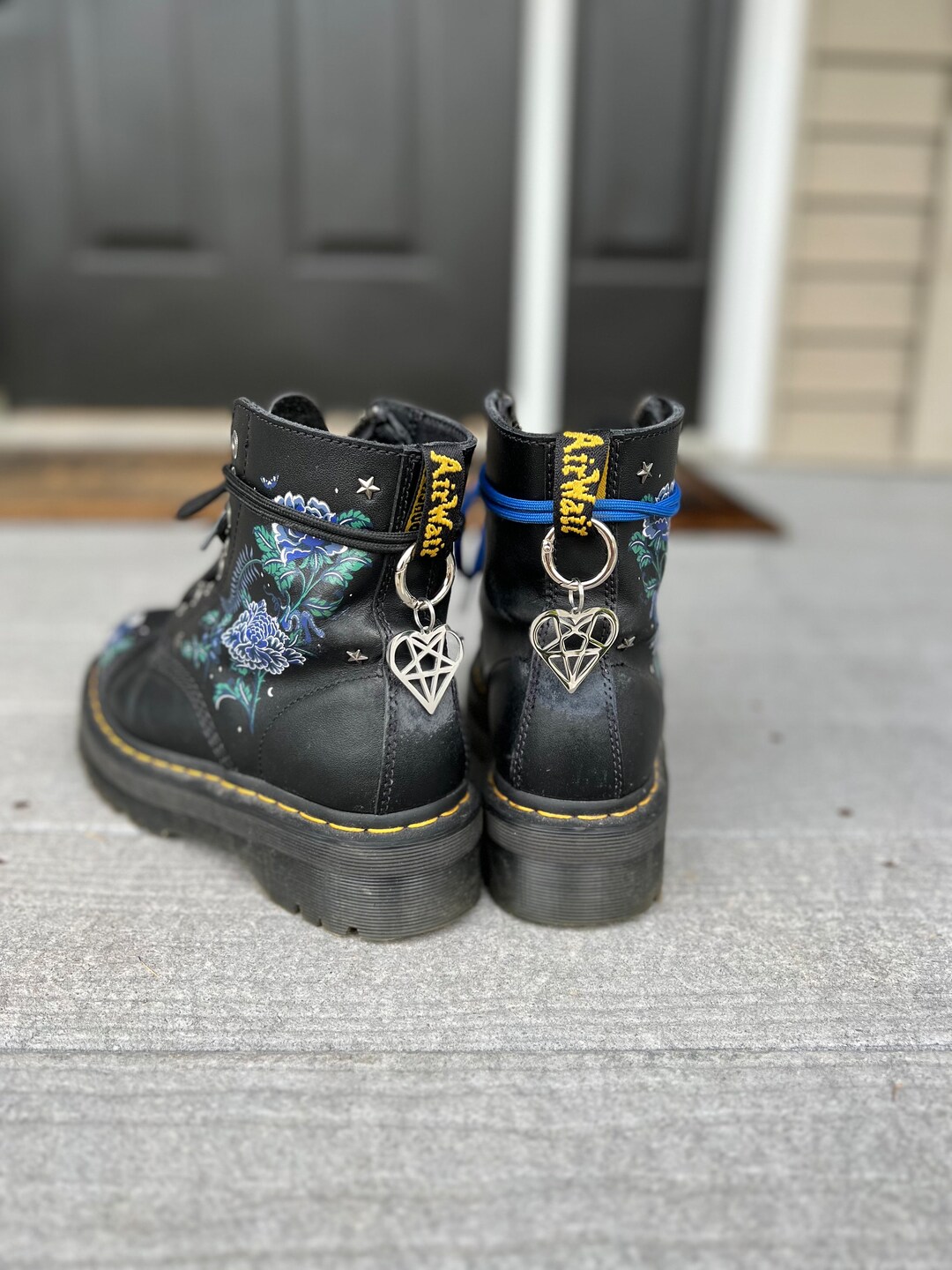 Heartagram Stainless Steel Heart Pentagram Goth Boot Charms, Keychains ...