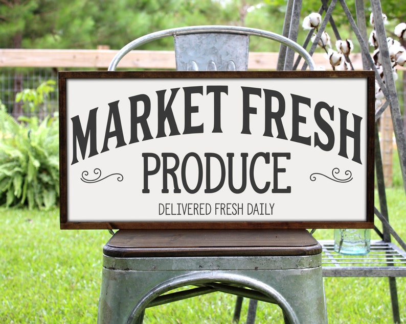 Market Fresh Produce Delivered Fresh Daily Framed Wood Sign | Etsy Market Fresh Produce Delivered Fresh Daily Framed Wood Sign | Etsy