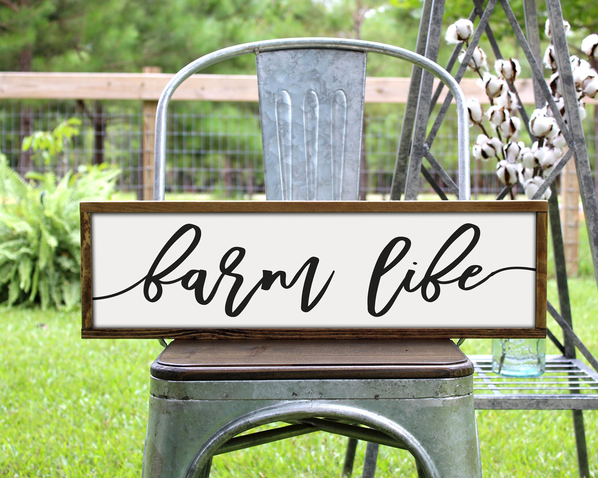 Farm Life Framed Wood Sign Farm Life Farmhouse Style Sign | Etsy