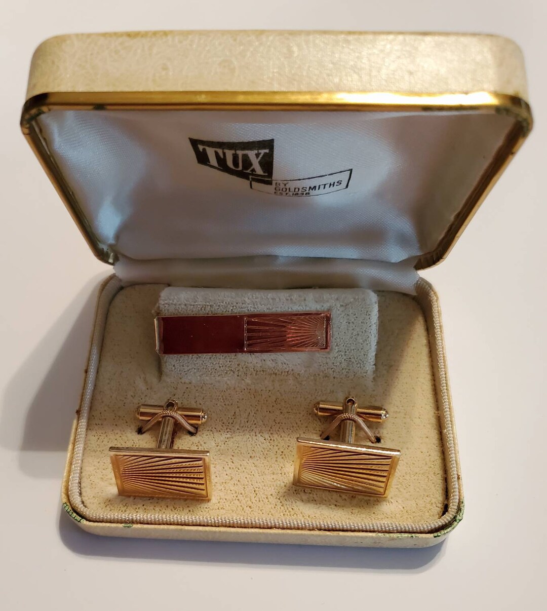 Vintage Tux by Goldsmiths Est 1838 Bullet Back Cufflinks and Tie Clasp ...