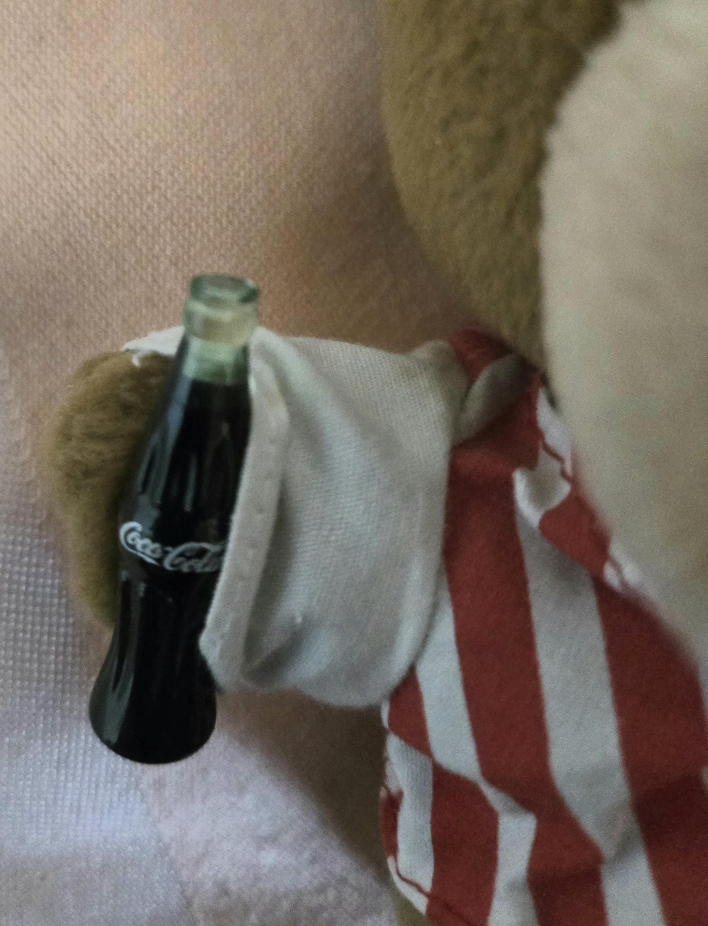 Coca Cola Bean Bag Collection 8" Sitting Reindeer in Red White Striped ...