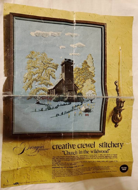 Paragon Needlecraft Creative Crewel Stitchery kit Church in | Etsy