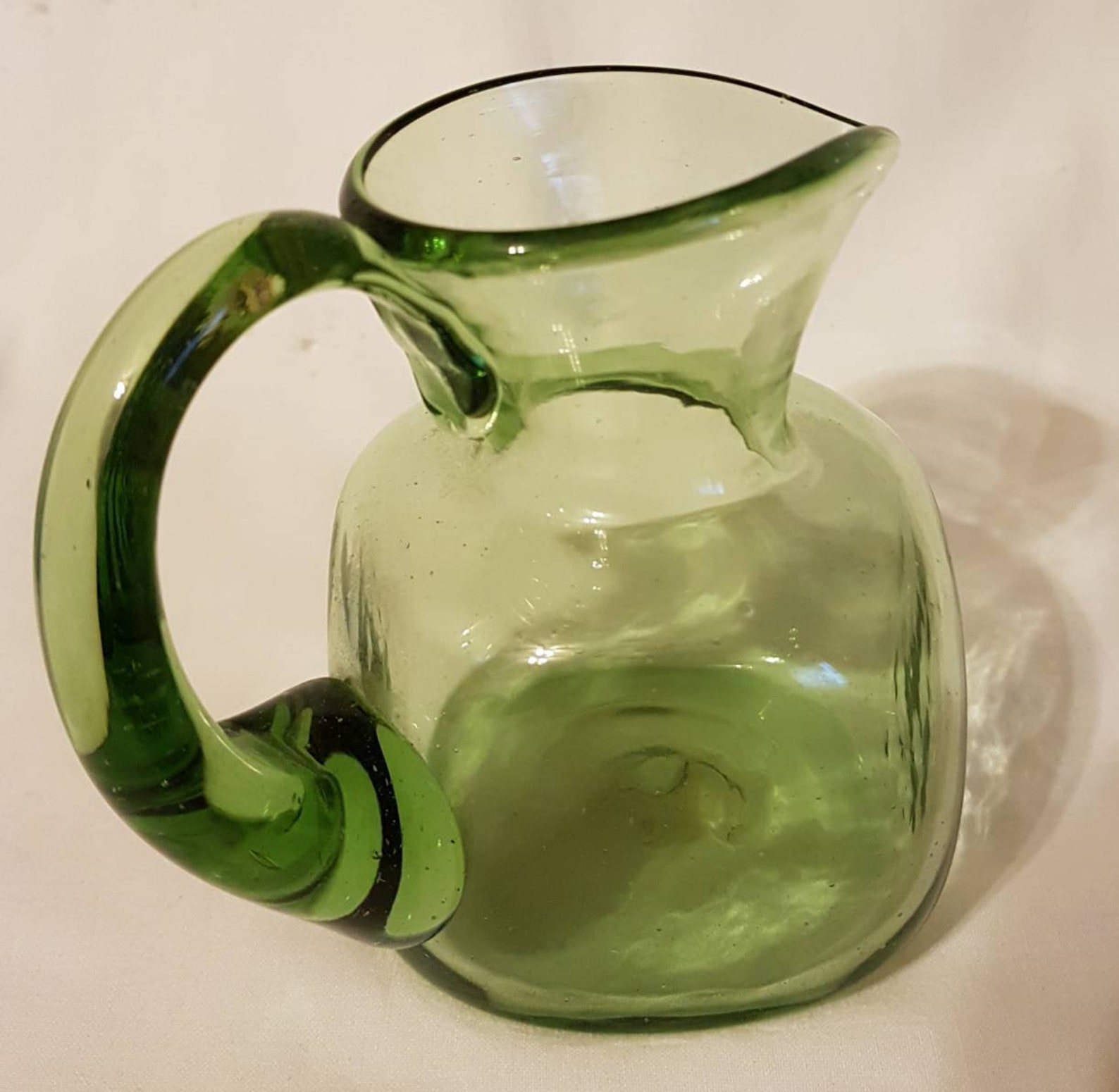 Small Green Depression Glass Square Based Pitcher Milk Jug - Etsy