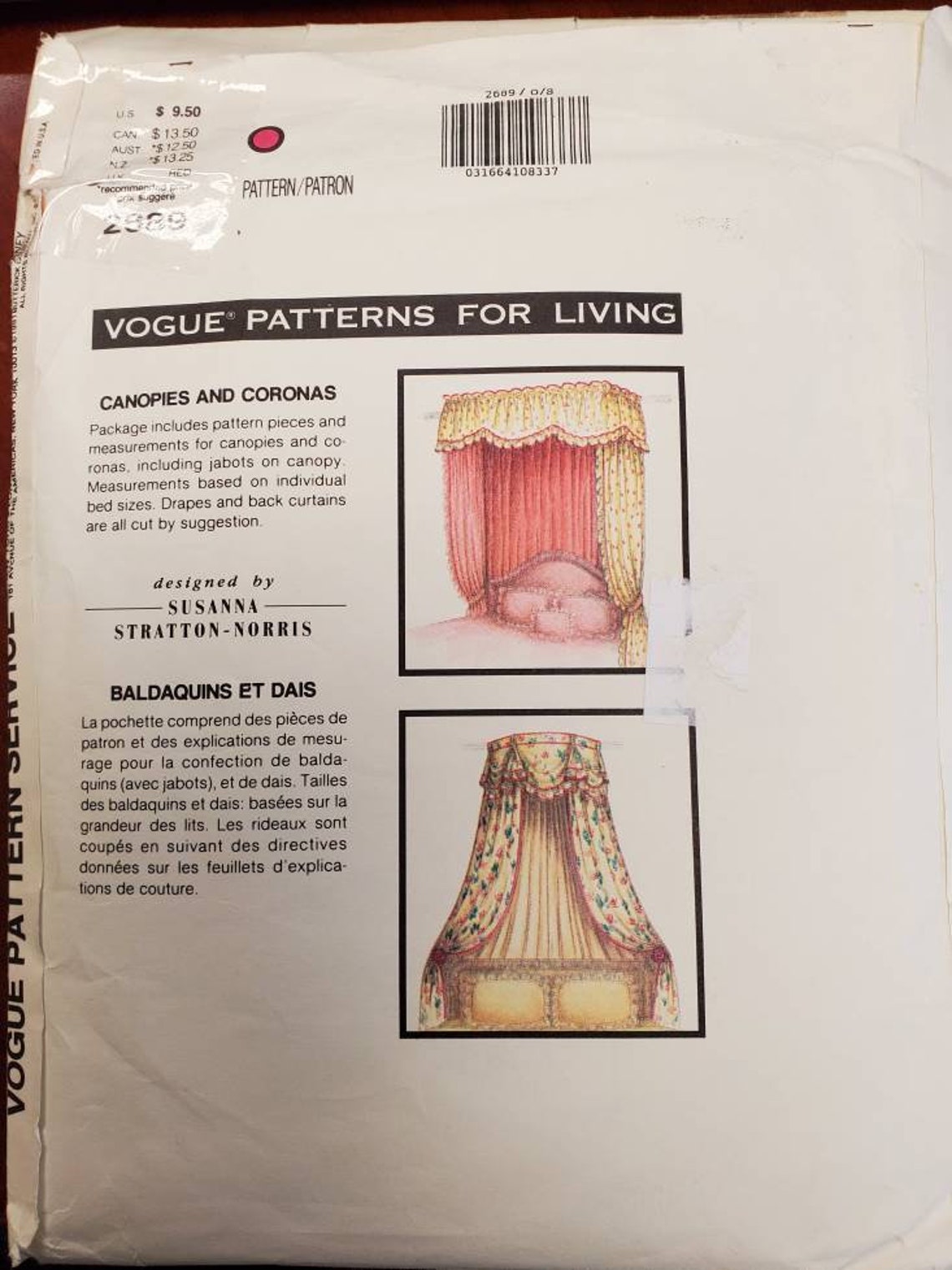 Vogue Patterns for Living 2689 Design by Susanna Stratton-norris Uncut ...