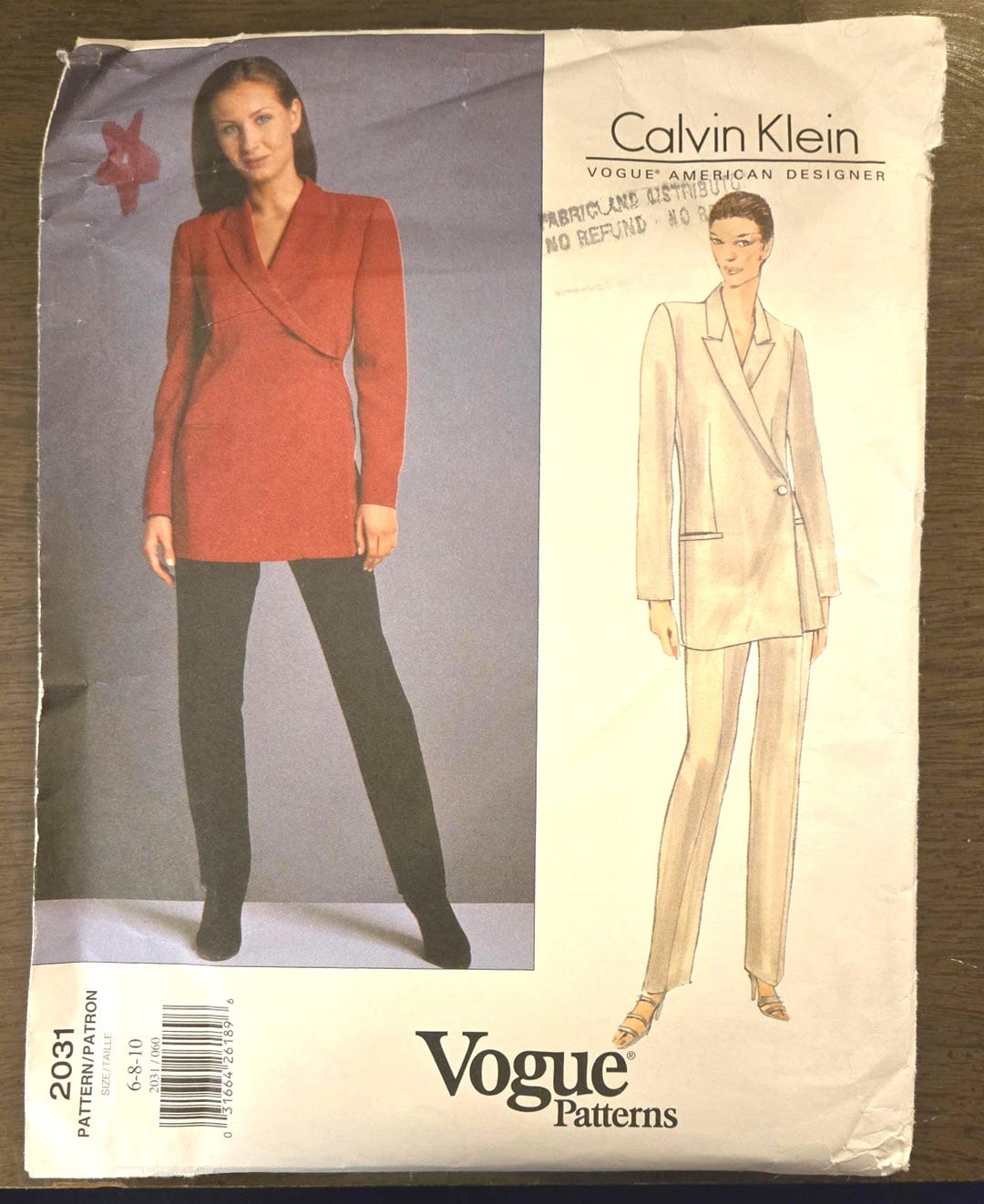 Vogue American Designers Calvin Klein #2031 Uncut Sewing Pattern Misses ...