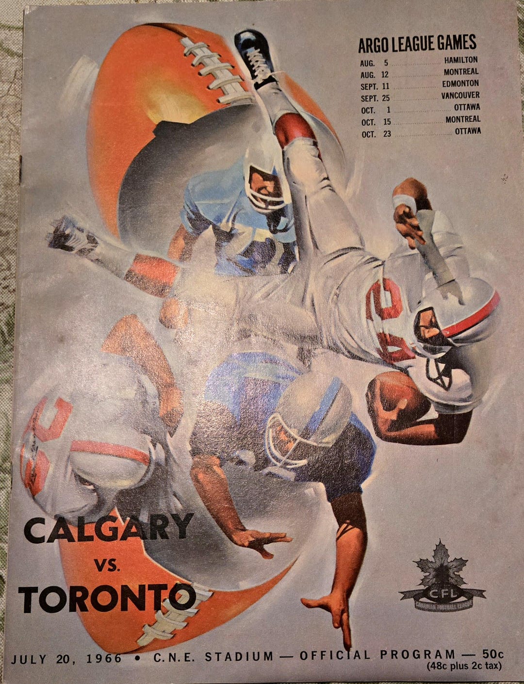 Official Program July 20 1966 CFL Calgary Stampeders Vs Toronto ...