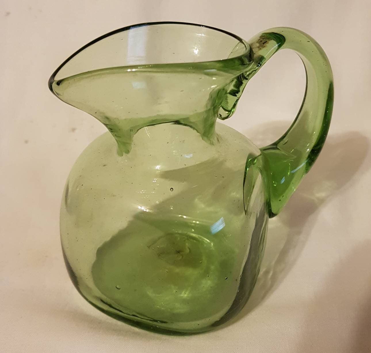 Small Green Depression Glass Square Based Pitcher Milk Jug | Etsy