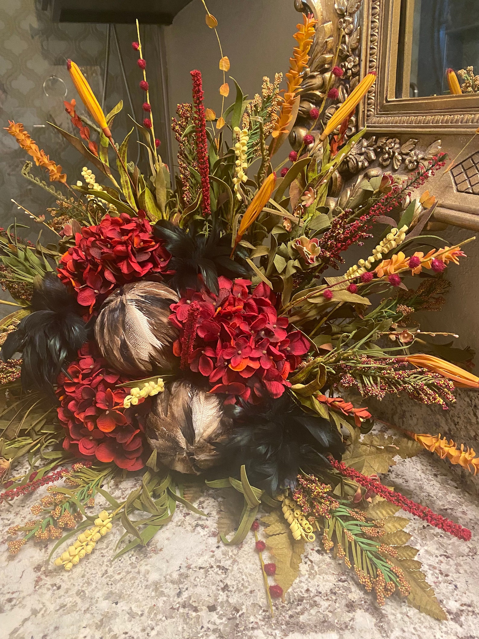 Red Floral Arrangement - Etsy