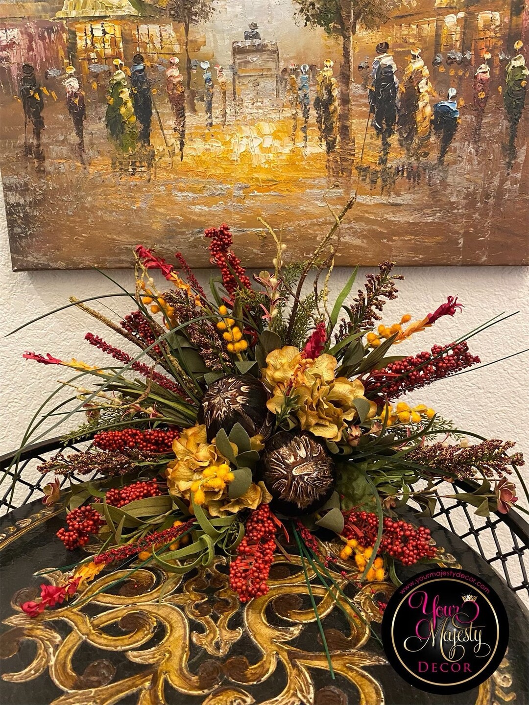 Gold Floral Arrangement - Etsy