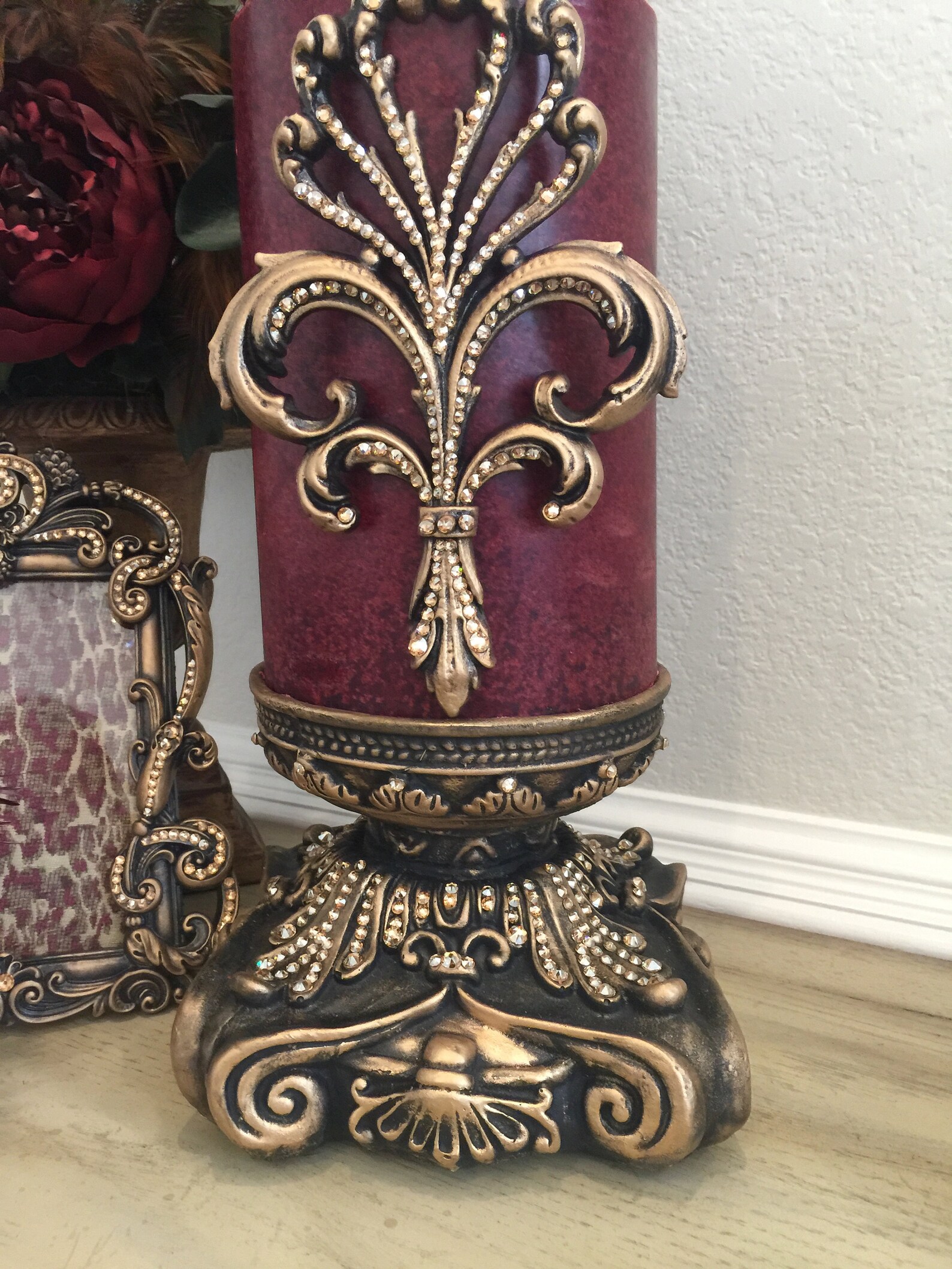 Scroll Candle Pin With Bling - Etsy