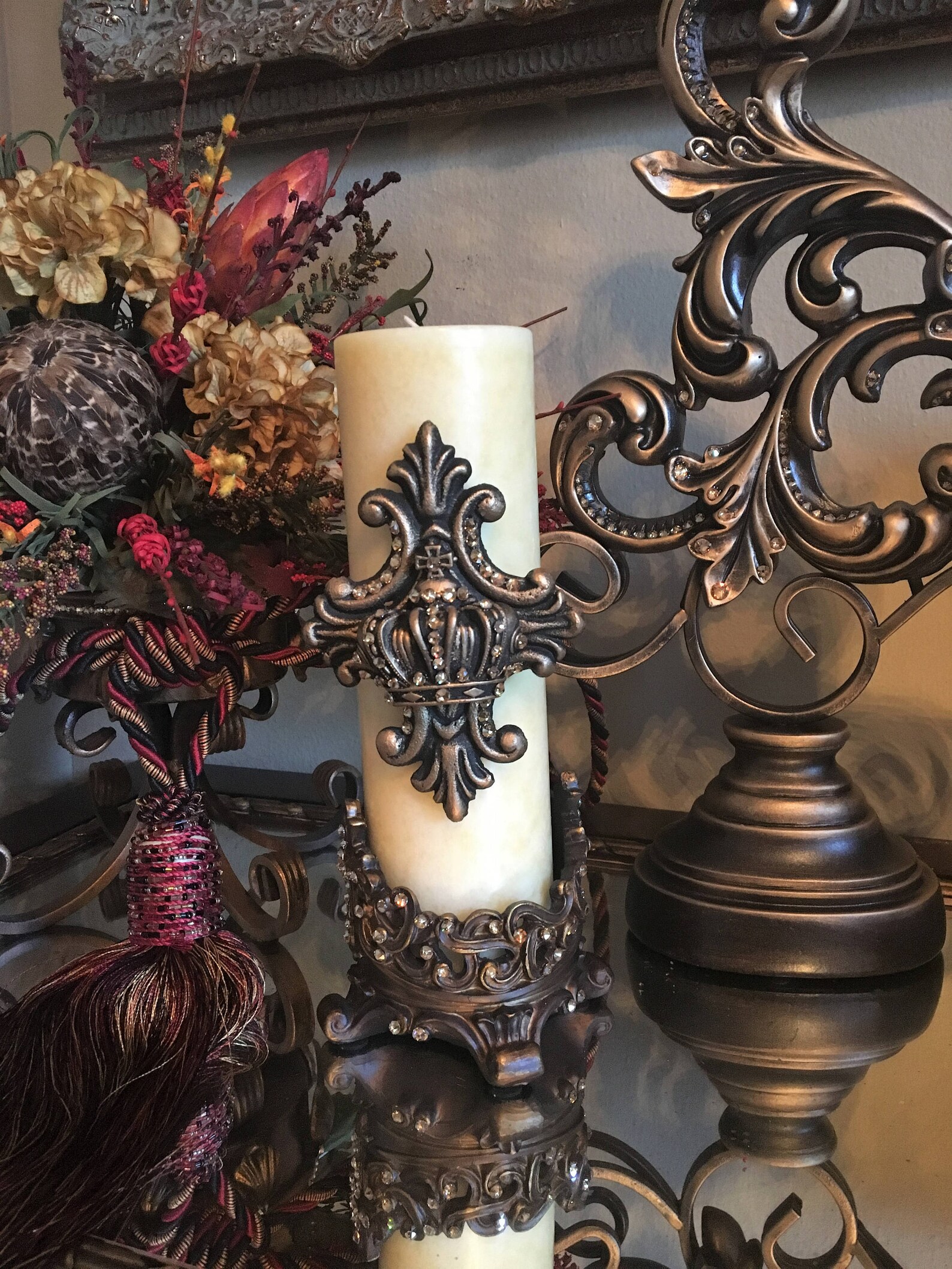 Medallion Crown Candle Pin With BLING - FREE SHIPPING - Etsy