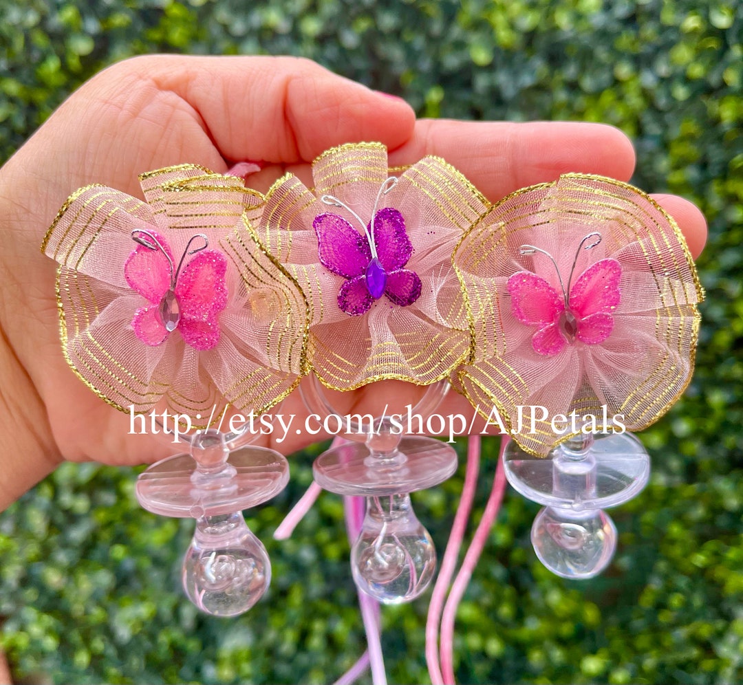 24 Pink Butterfly Pacifiers/purple Butterfly Baby Shower - Etsy