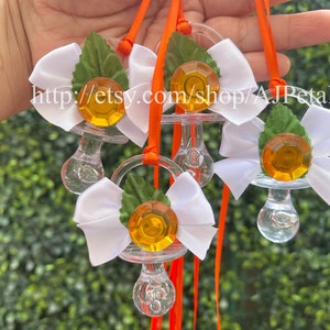 24 Little Cutie Baby Shower Pacifiers Necklace/orange Citrus Theme ...