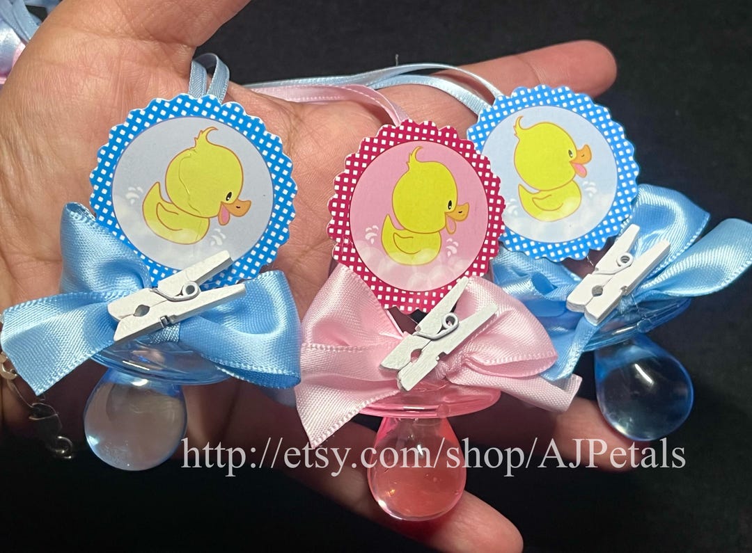 24 collares de chupetes para baby shower/tema de baby shower de patito ...