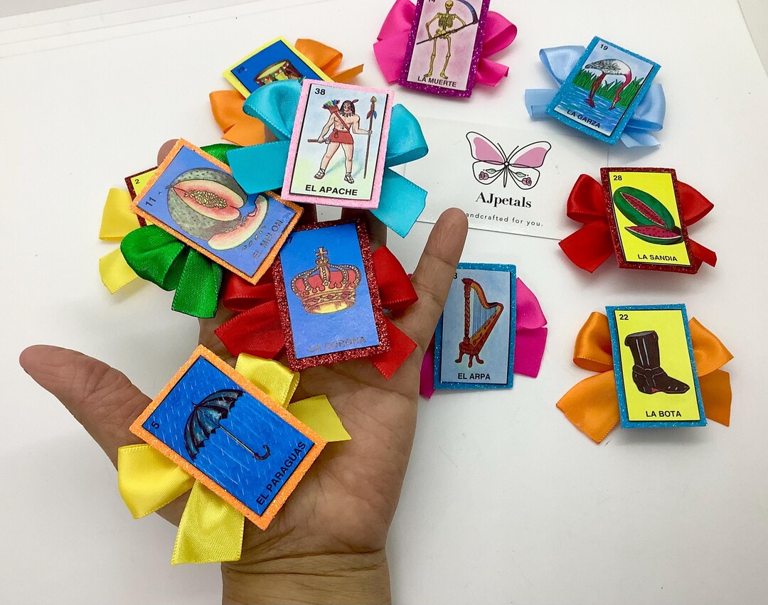 24 Mini Loteria Bows/loteria Decorations/loteria Favor Bow/mexican ...