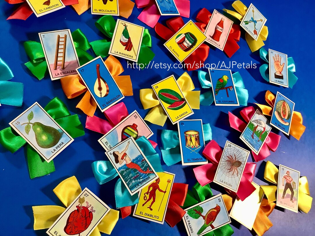 24 Mini Loteria Bows/loteria Decorations/loteria Favor Bow/mexican ...