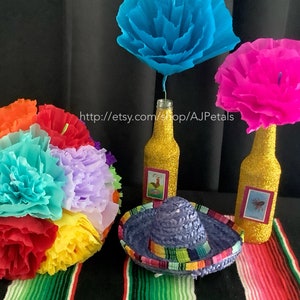 10 Fiesta Crepe Paper Flowers: Mexican Party Decor, 5-6" Handmade ...