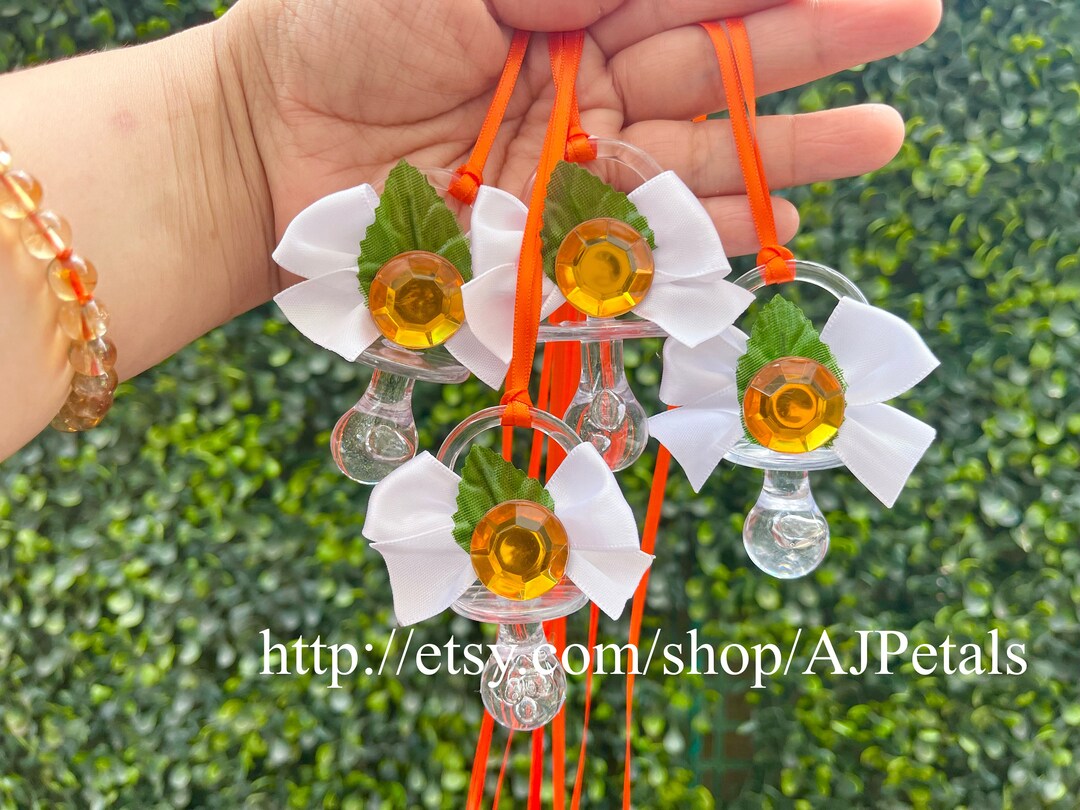 24 Little Cutie Baby Shower Pacifiers Necklace/orange Citrus Theme ...
