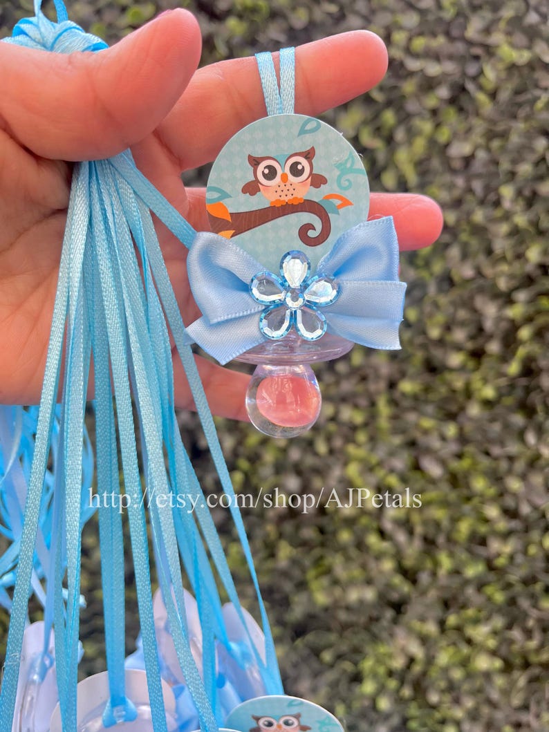 24 Owl Baby Shower Favors: Pacifier Necklace, Girl Theme - Etsy