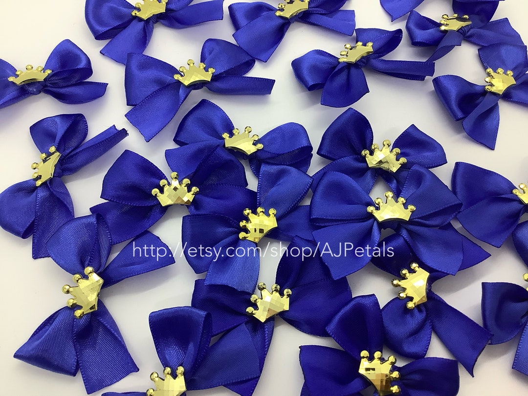 24 Royal Blue Mini Bows for Craft,satin Ribbon Bows,small Craft Bows ...