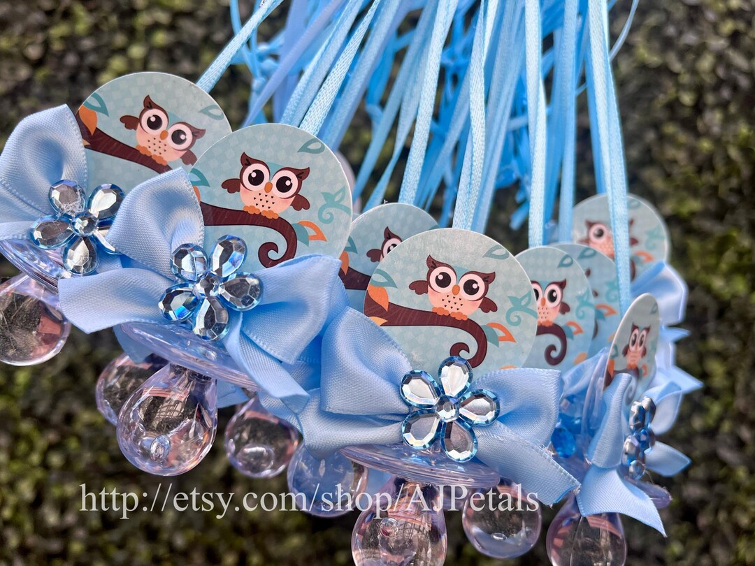 24 Owl Baby Shower Favors: Pacifier Necklace, Girl Theme - Etsy