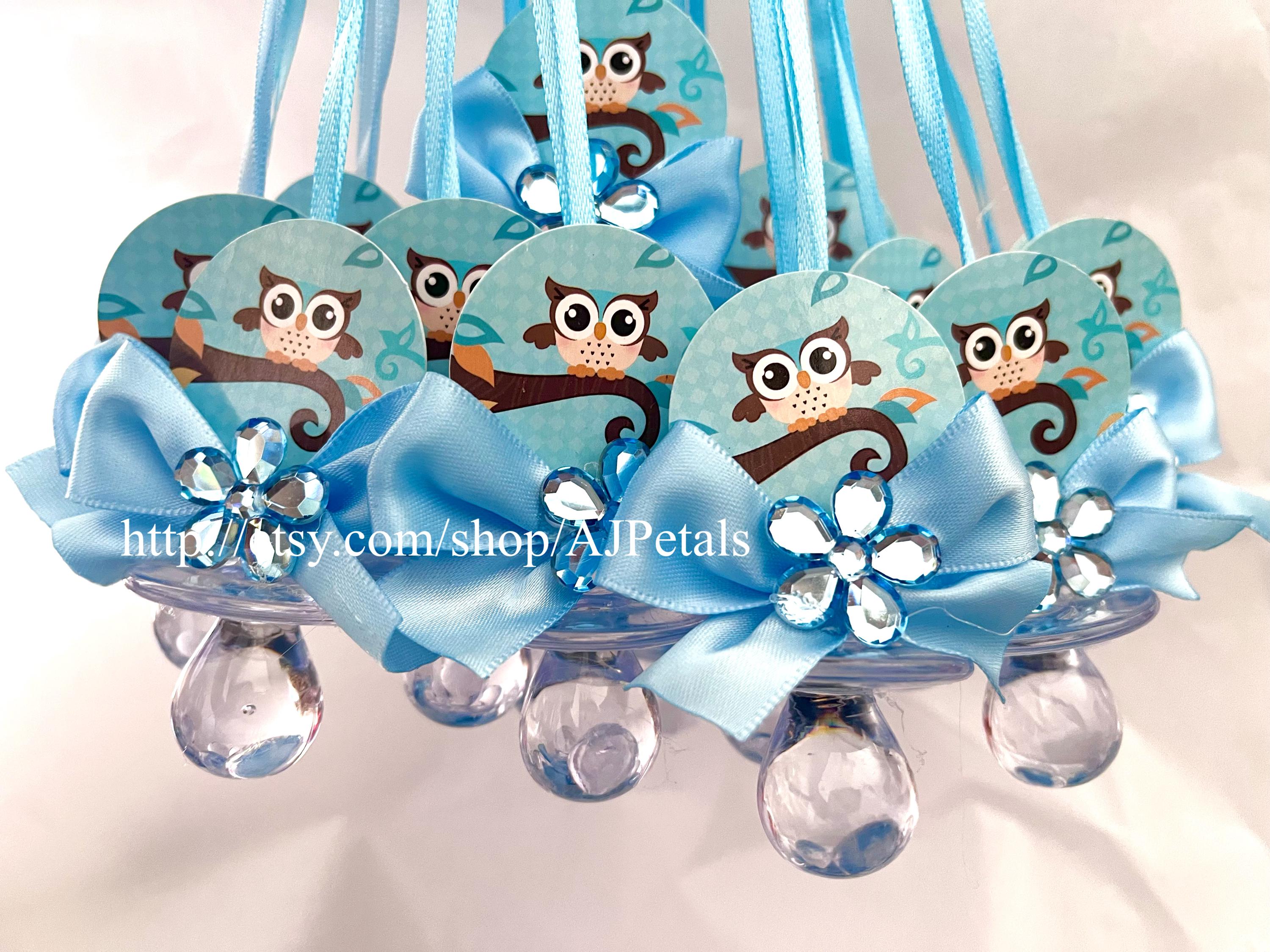 24 Owl Baby Shower Favors: Pacifier Necklace, Girl Theme - Etsy