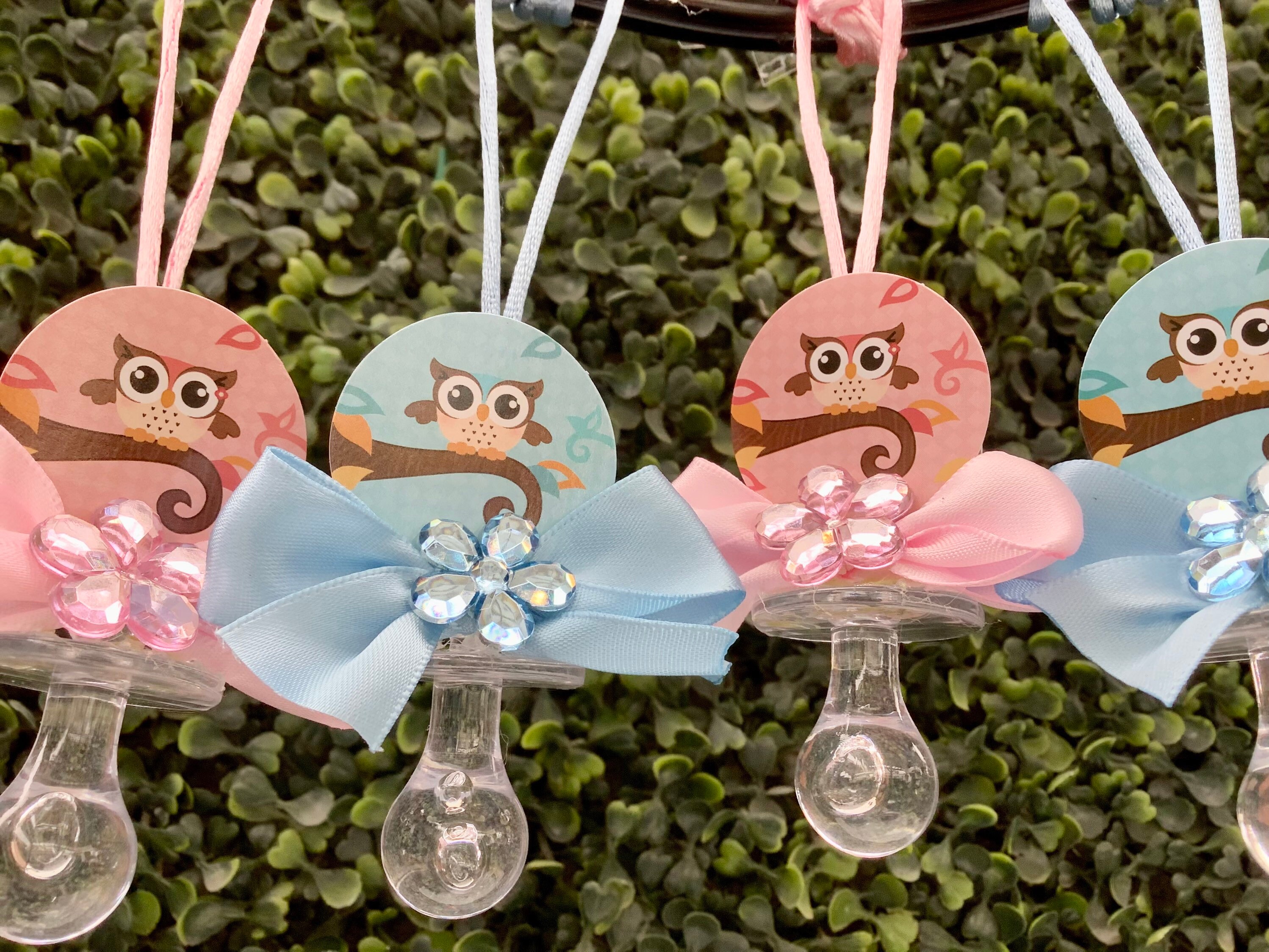 24 Owl Baby Shower Favors: Pacifier Necklace, Girl Theme - Etsy