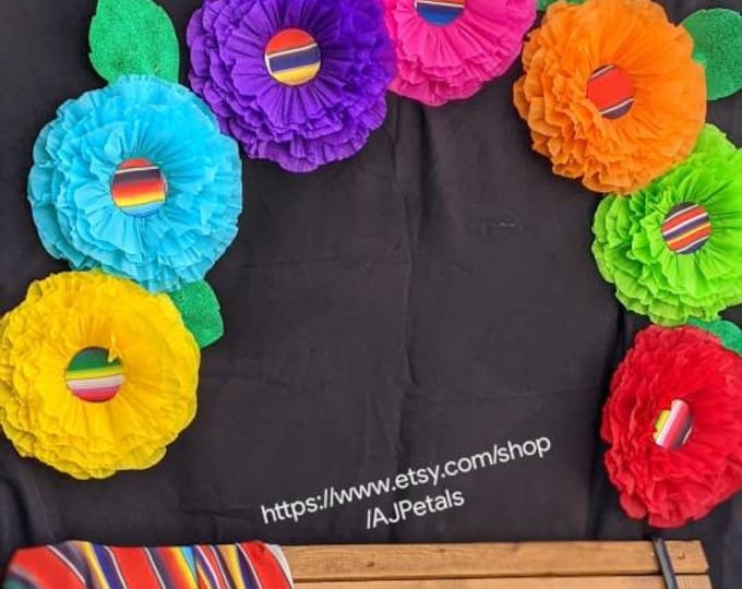 Fiesta Crepe Paper Flower Backdrop: Mexican Wedding Party Decor - Etsy