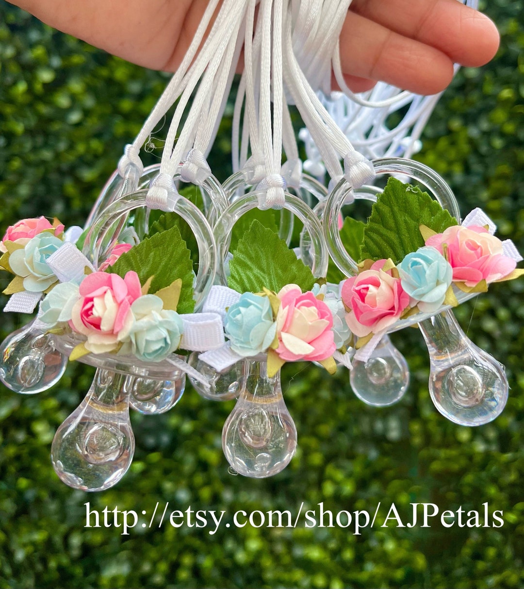 24 Boho Floral Baby Shower Pacifiers/boho Baby Shower/greenery - Etsy