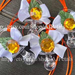 24 Little Cutie Baby Shower Pacifiers Necklace/orange Citrus Theme ...