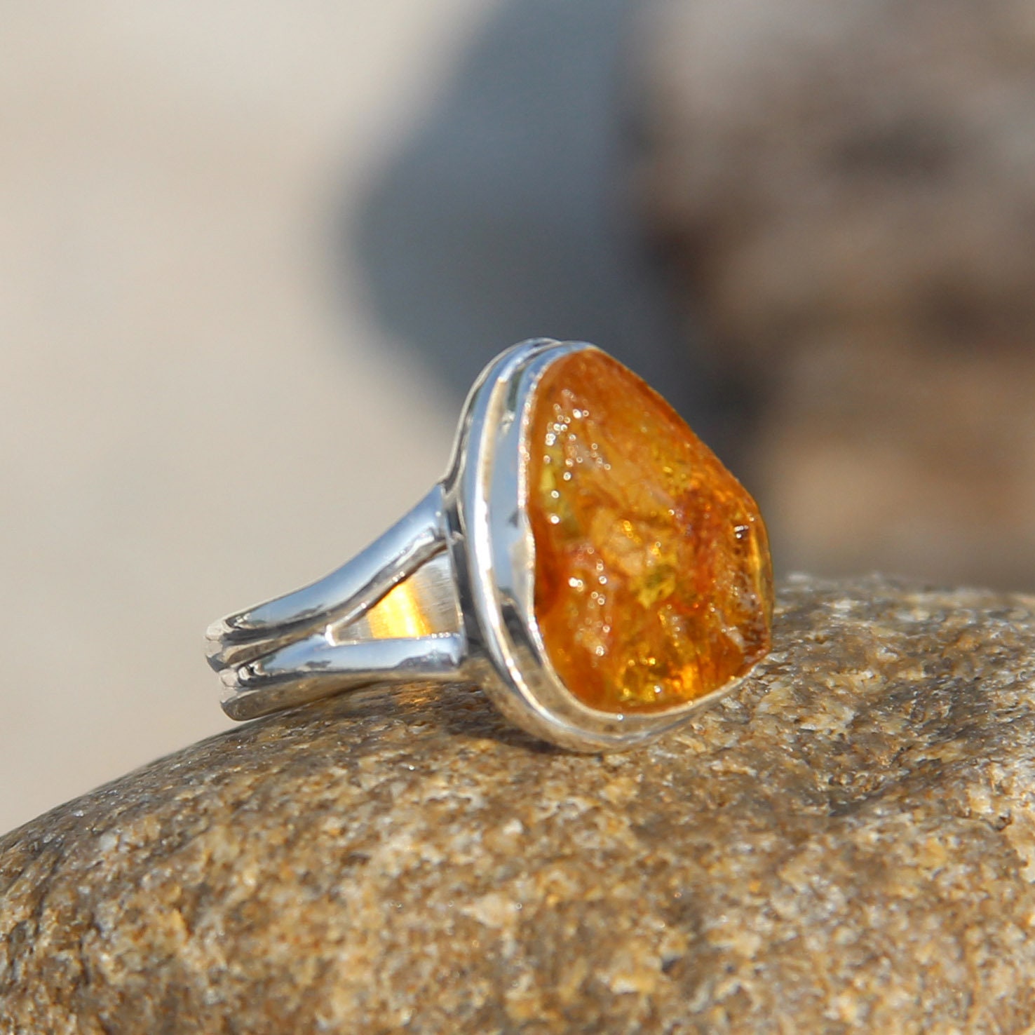 Natural Amber High Finish Rings Super Transparent Gemstone | Etsy