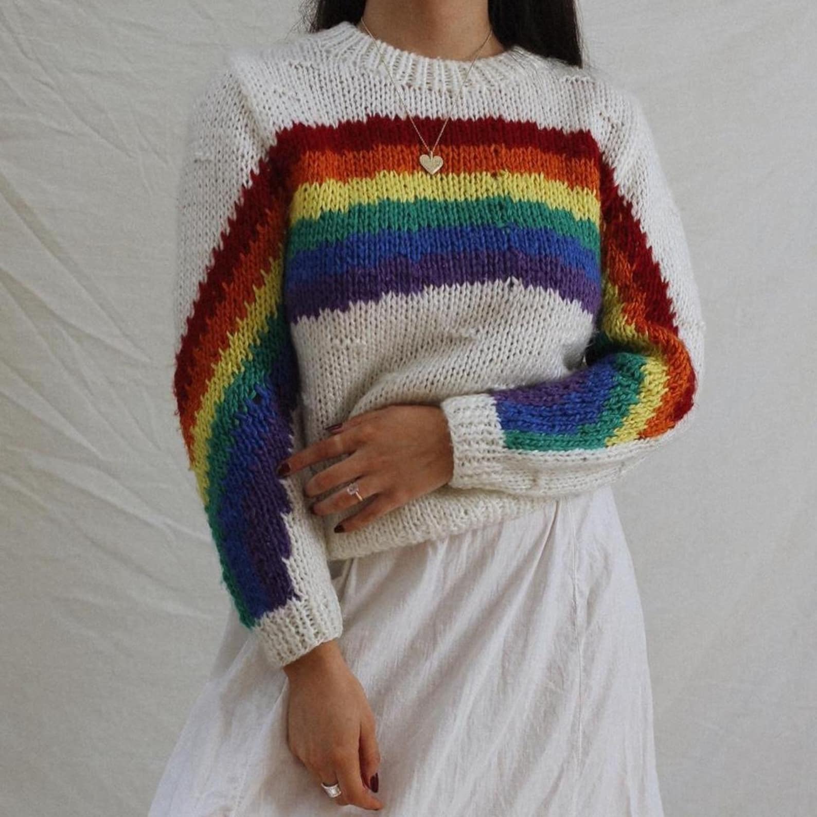 Vintage 70s/80s Rainbow Knit Sweater - Etsy