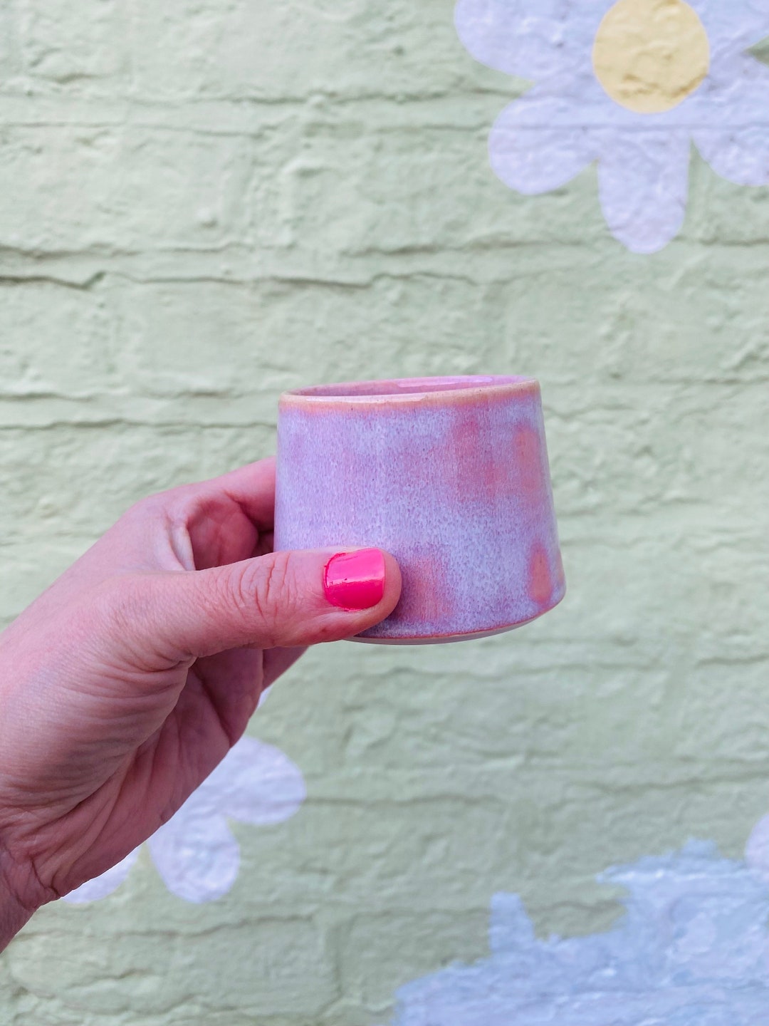 Single Ceramic Mini Coffee Cup / Espresso / Handless / White Stoneware ...