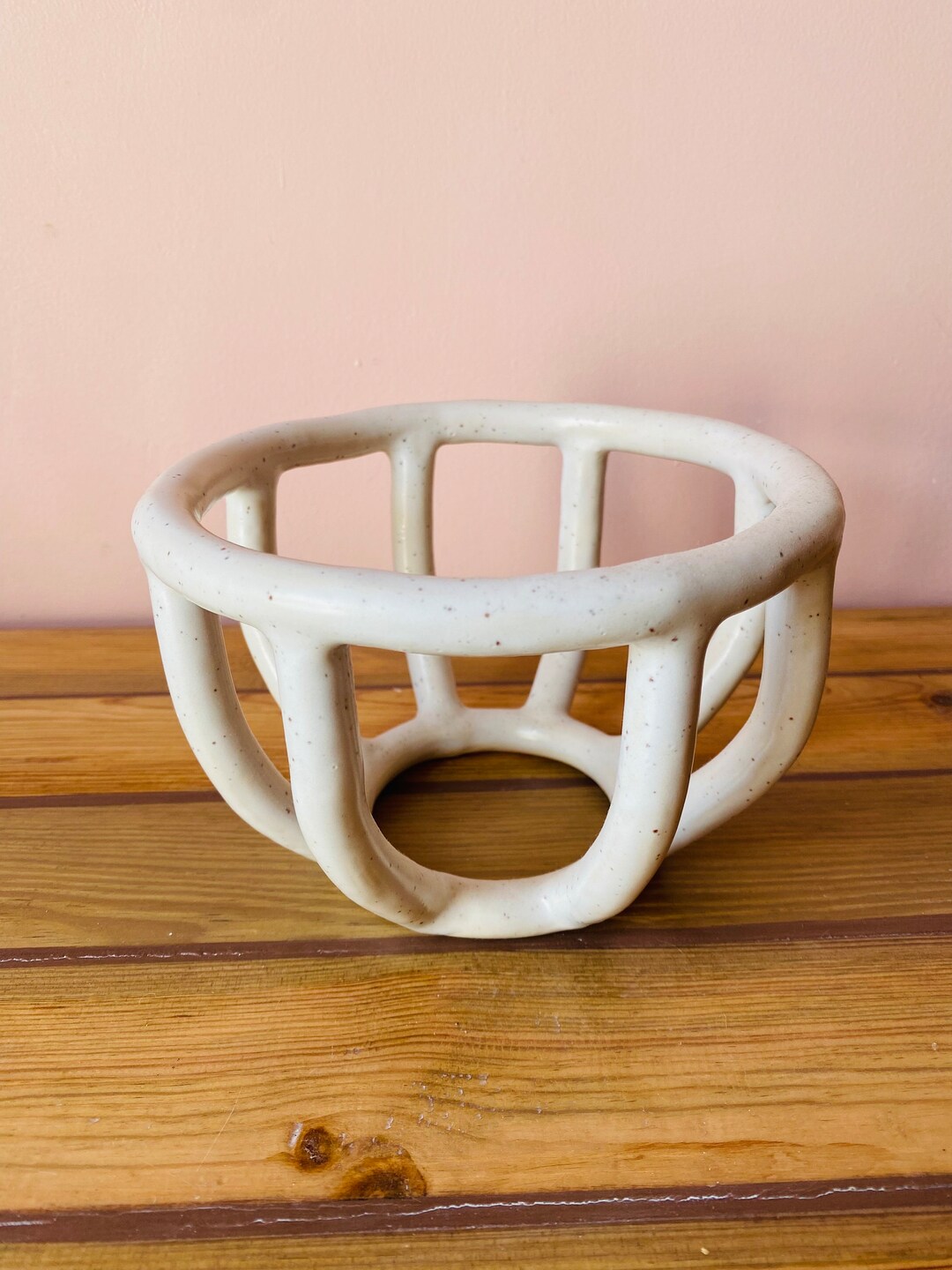 Handmade Ceramic Fruit Bowl - Basket / Hand Built Bowl / White ...