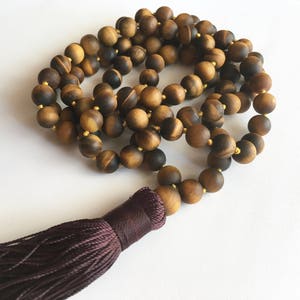 Tiger Eye Mala Necklace, 108 Mala Beads, Tiger Eye Necklace, 108 Mala ...