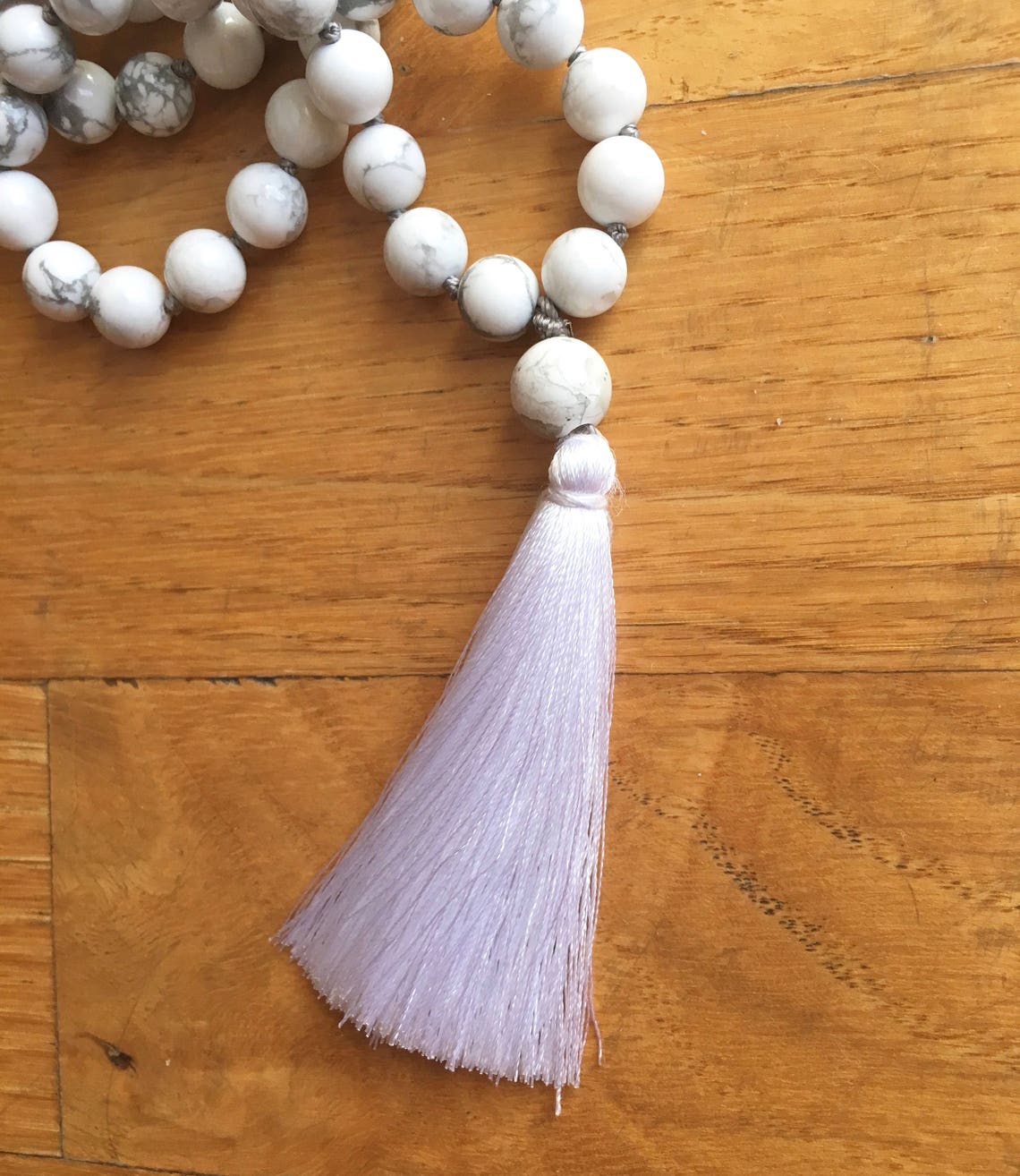 Howlite Mala Necklace, 108 Mala Beads, White Mala Necklace, Howlite ...
