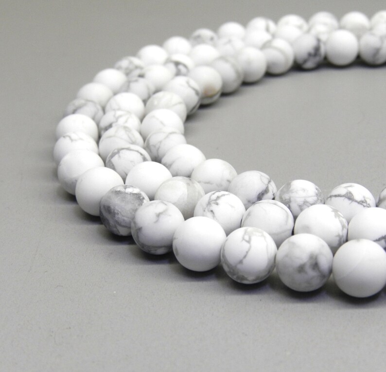 Howlite Beads, Matte Howlite, 8mm Beads, Frosted Beads, White Howlite ...