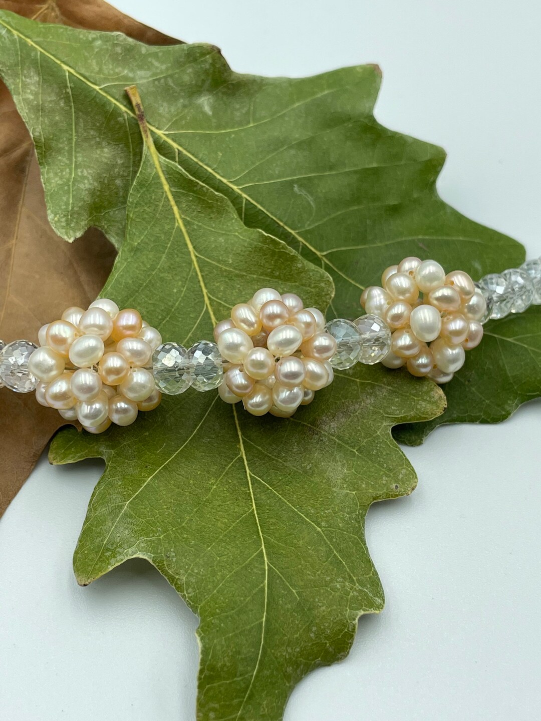 Braid Pearls Bracelet Crystal Bracelet Gemstone Jewelry Pink Pearl ...