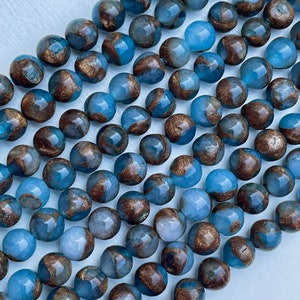 Blue Brown Quartz Blue Beads Blue Color Beads, 8mm Beads Aqua Beads ...