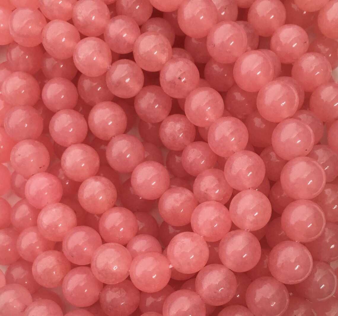 Pink Jade Beads, Pink Round Beads, Natural Gemstone Beads, Pink Jade ...