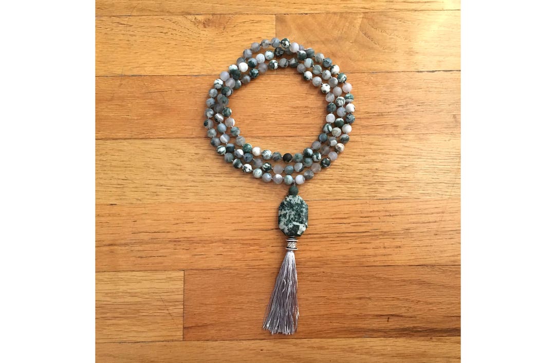 Tree Agate Mala, 108 Mala Beads, Tree Agate, Nature Jewelry, Mala ...