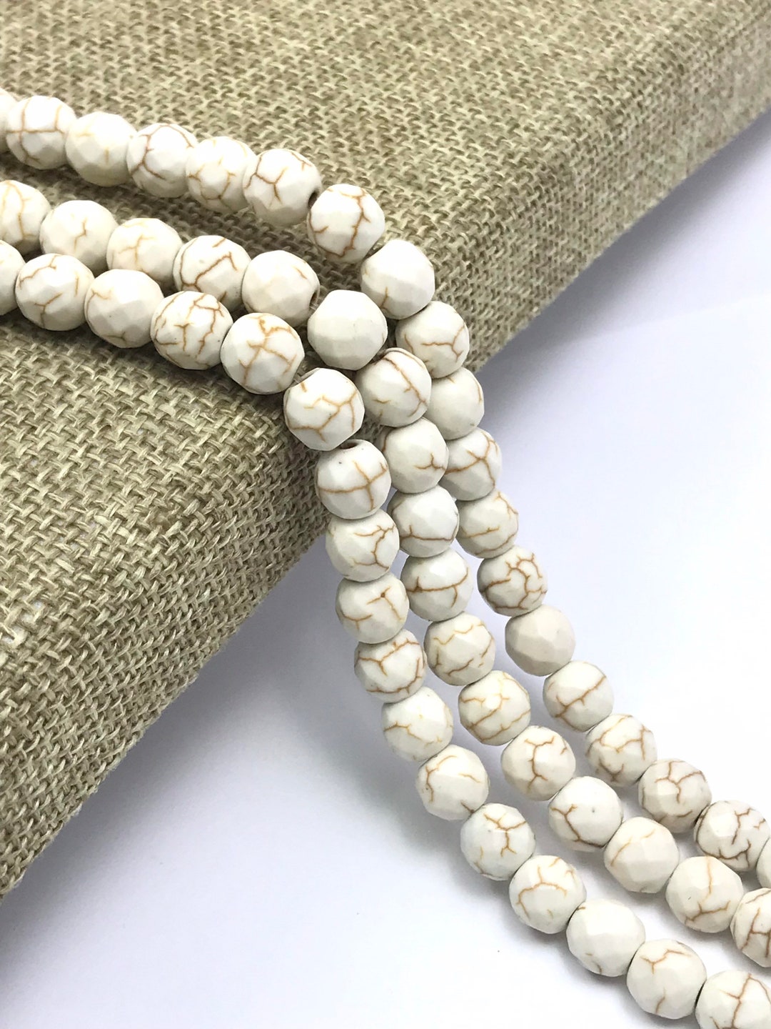 6mm White Magnesite, Magnesite Beads, 8mm Beads, Cream White, Gemstone ...
