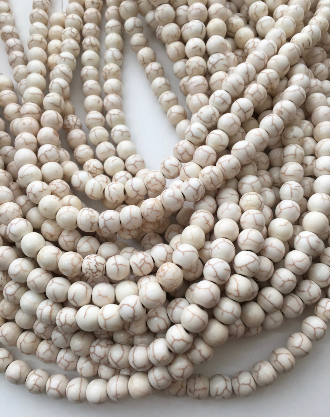 8mm Matte White Magnesite, Magnesite Beads, 8mm Beads, Cream White ...