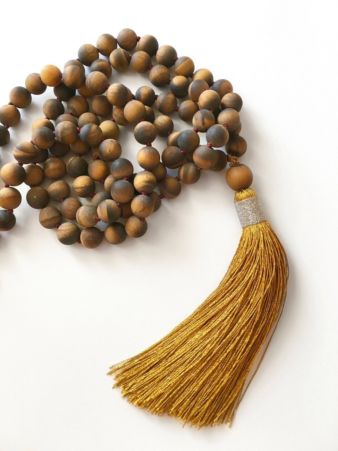 Tiger Eye Mala Necklace, 108 Mala Necklace, 108 Mala Beads, Gemstone ...