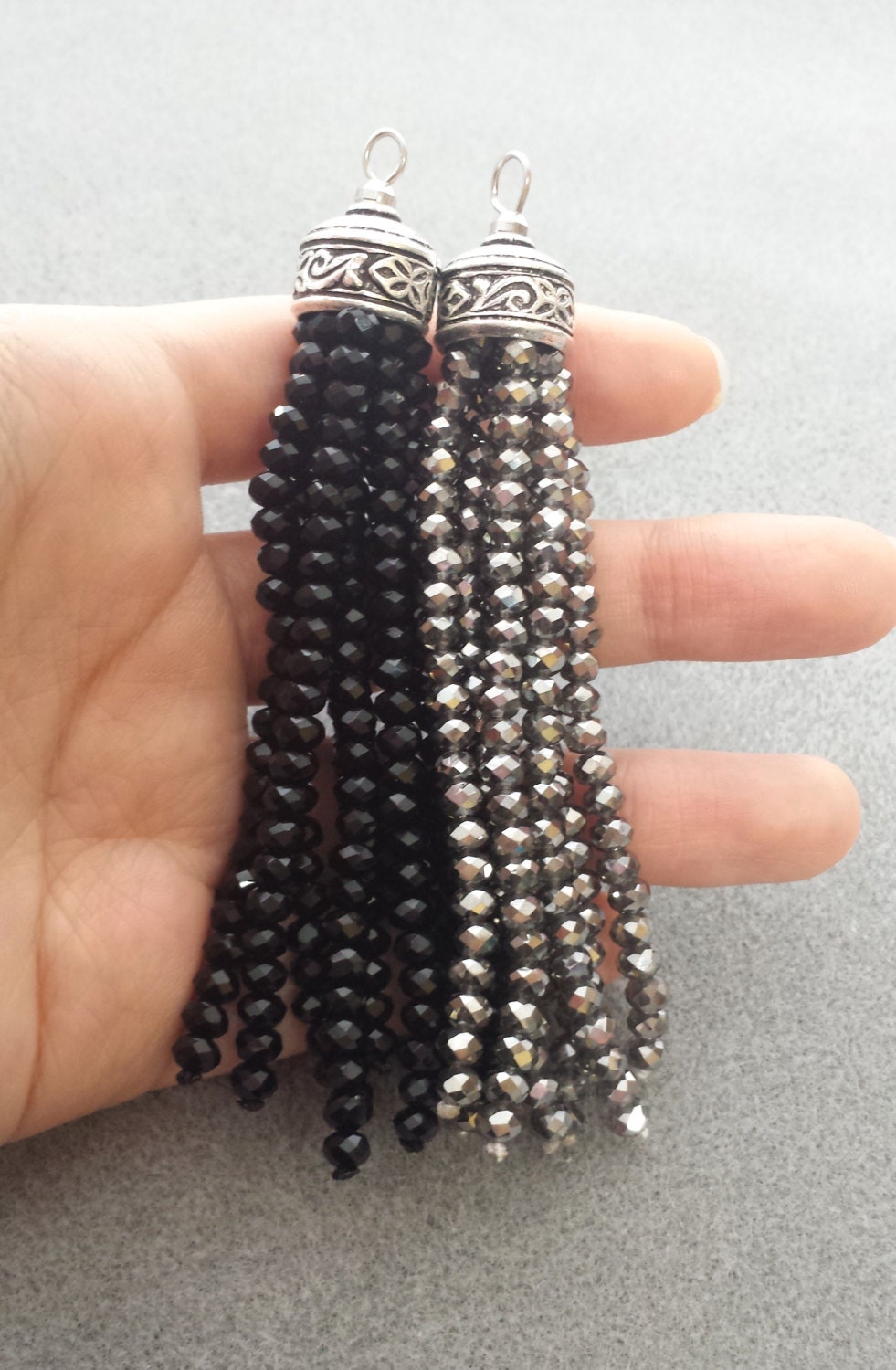 Crystal Tassel, Beaded Tassel, Royal Blue, Black Tassel, Silver Tassel ...