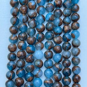 Blue Brown Quartz Blue Beads Blue Color Beads, 8mm Beads Aqua Beads ...